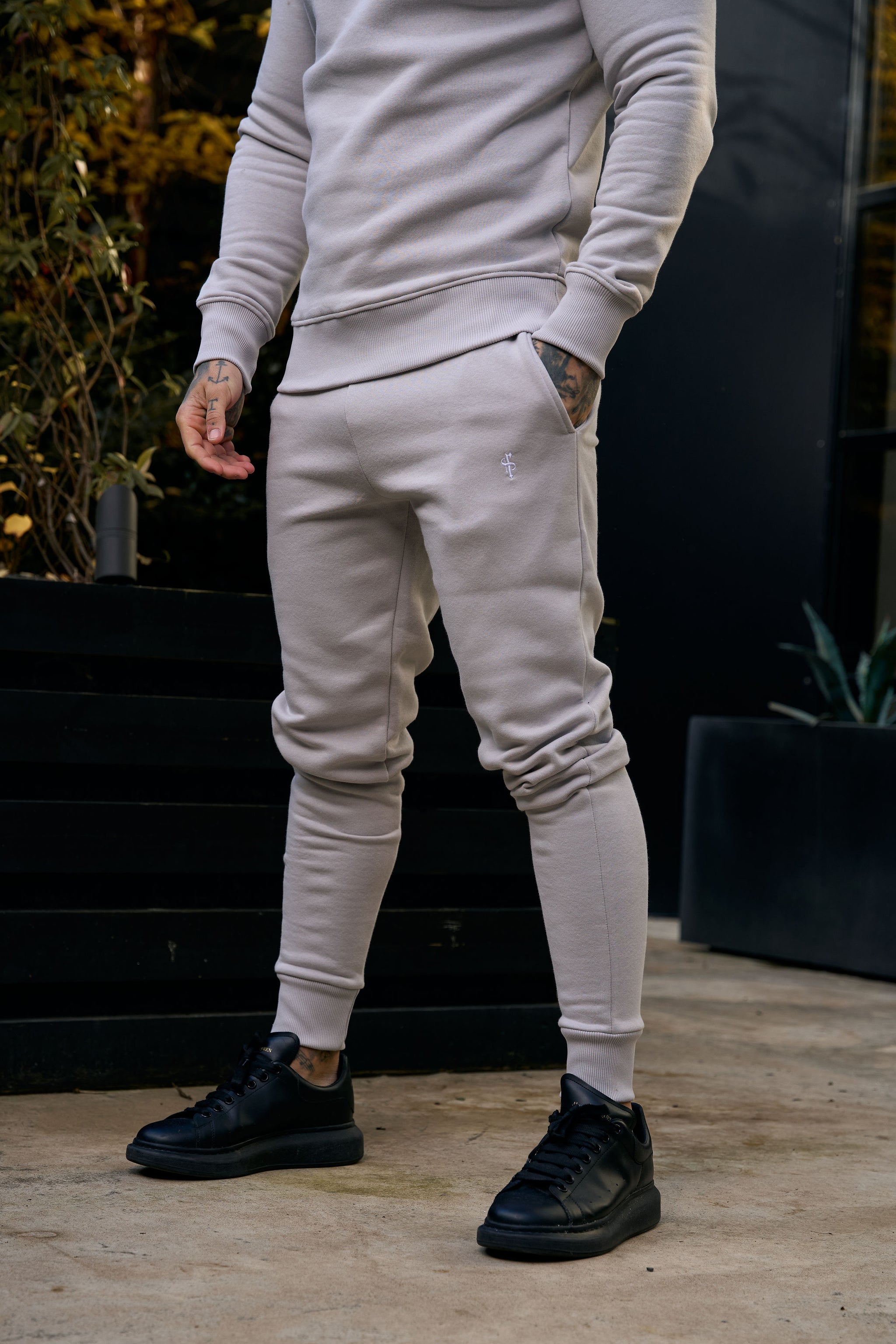 FS Plain Light Grey Tracksuit Sweat Pants with FS Branding - FSH1196
