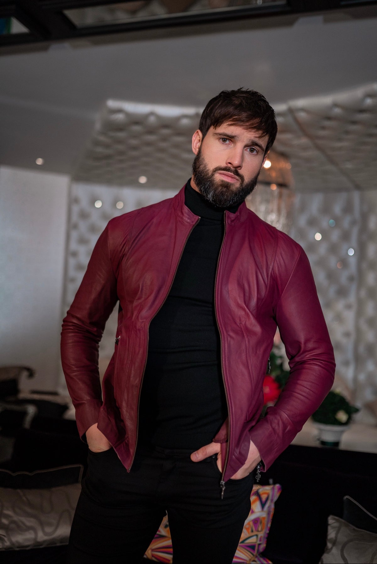 Father Sons Oxblood Lambs Leather Jacket - FSH257 Father Sons Oxblood Lambs Leather Jacket - FSH257